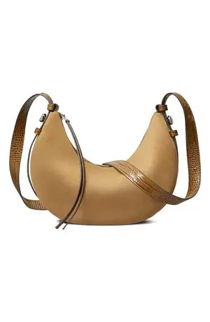 Tory Burch Romy Suede Half Moon Shoulder Bag - Stone