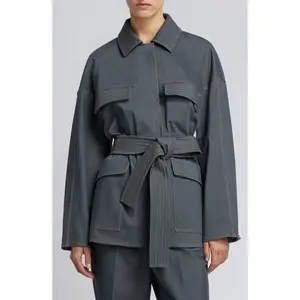 MM BY MAX MARA West Belted Jacket - Dark Grey