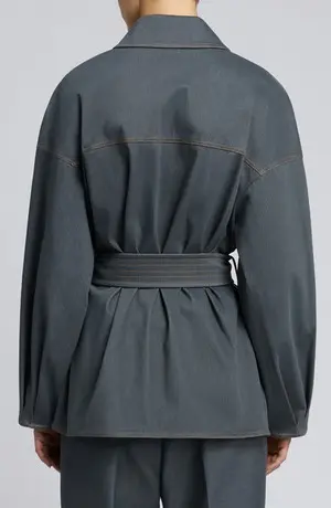 MM BY MAX MARA West Belted Jacket - Dark Grey