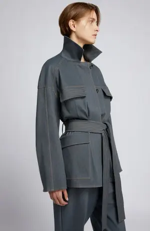 MM BY MAX MARA West Belted Jacket - Dark Grey