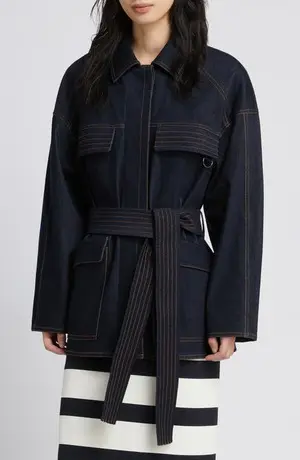 MM BY MAX MARA Belted Nylon Jacket - Midnight Blue