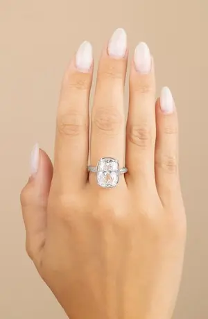 Sterling Forever Elongated Cushion Cut Zirconia Ring - Silver