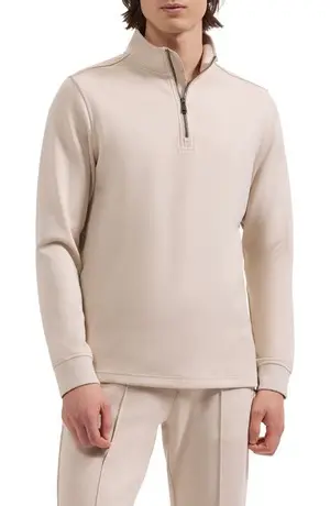 Bugatchi Quarter-zip Soft Touch Sweatshirt - Almond