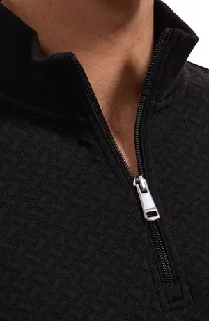 Bugatchi Quarter Zip Sweatshirt - Black