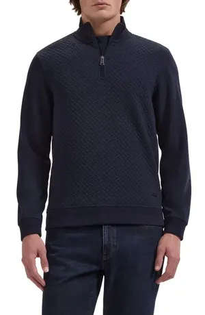 Bugatchi Quarter Zip Sweatshirt - Navy