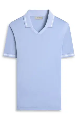 Bugatchi Pima Cotton Johnny Collar Polo - Air Blue