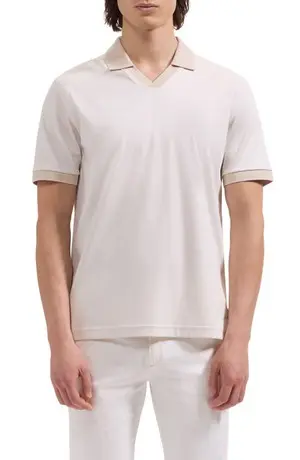 Bugatchi Pima Cotton Johnny Collar Polo Ivory