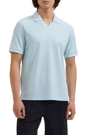 Bugatchi Pima Cotton Johnny Collar Polo Sea Spray