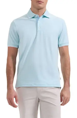 Bugatchi Performance Tipped Polo - Aqua