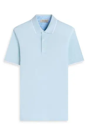 Bugatchi Performance Tipped Polo - Aqua