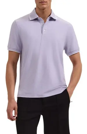 Bugatchi Performance Tipped Polo Lavender