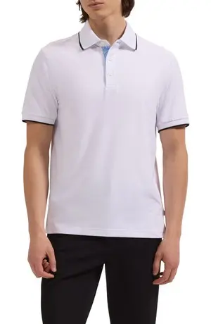 Bugatchi Performance Tipped Polo White
