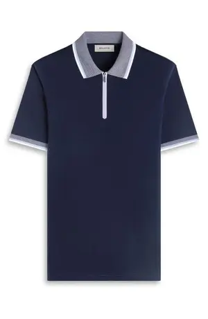 Bugatchi Quarter Zip Polo - Navy