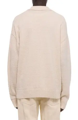 Helmut Lang Wool & Cotton Blend Slub Cardigan