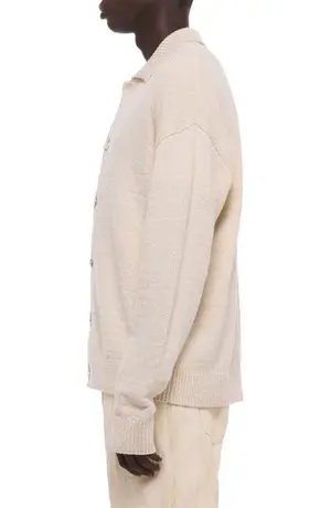 Helmut Lang Wool & Cotton Blend Slub Cardigan