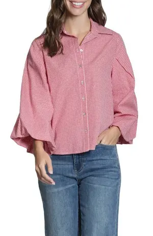 APNY Cotton Bubble Sleeve Button-up Shirt
