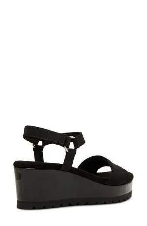 Anne Klein Natasia Platform Wedge Sandal - Black Stretch