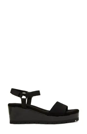 Anne Klein Natasia Platform Wedge Sandal - Black Stretch