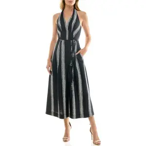 SOCIALITE Stripe Halter Midi Dress