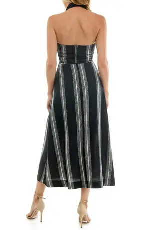 SOCIALITE Stripe Halter Midi Dress