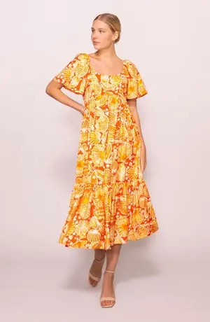 MELLODAY Flutter Sleeve Tiered Dress