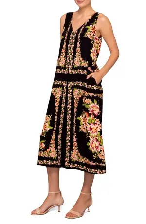 MELLODAY Sleeveless Floral Printed Midi Dress