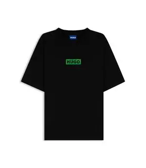 Hugo Cotton-jersey T-shirt With Printed Artwork - Black