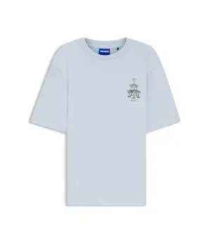 Hugo Cotton-jersey T-shirt With Printed Artwork - Light Blue