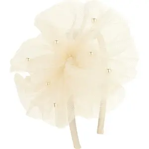 CARA Faux Pearl Tulle Headband - White