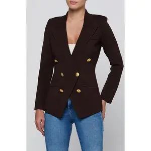 L'Agence Amelia Knit Blazer - Dark Java/gold