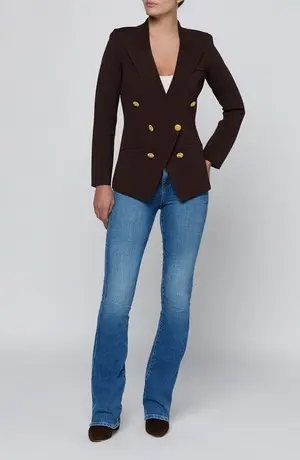 L'AGENCE Amelia Knit Blazer - Dark Java/gold