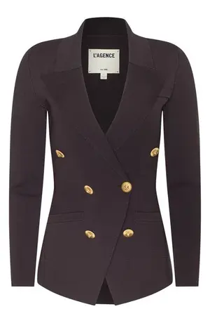 L'AGENCE Amelia Knit Blazer - Dark Java/gold