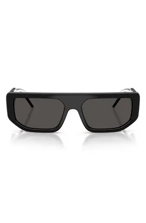 Dolce & Gabbana 56mm Rectangular Sunglasses - Black/dark Grey