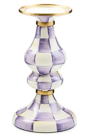 MACKENZIE-CHILDS Check Pillar Candleholder - Violet