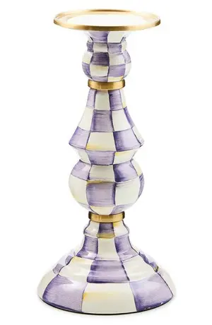 MACKENZIE-CHILDS Check Pillar Candleholder - Violet