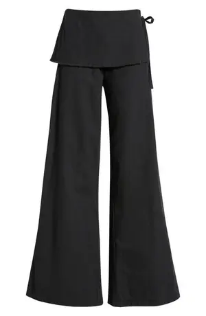 BDG URBAN OUTFITTERS Skirted Cotton & Linen Blend Flare Leg Pants