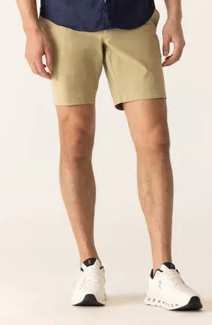 DEKE Bermuda Flat Front Stretch Twill Shorts Khaki