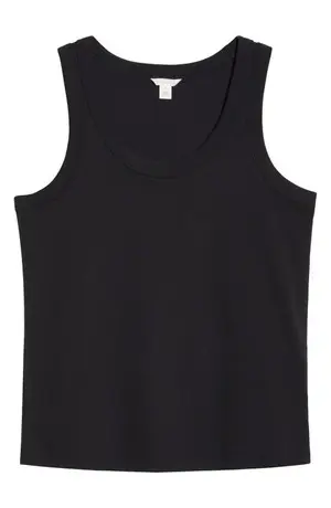 Caslon Scoop Neck Ribbed Cotton Tank - Black