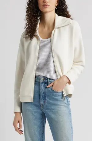 Caslon Ottoman Knit Bomber Jacket - White Hot