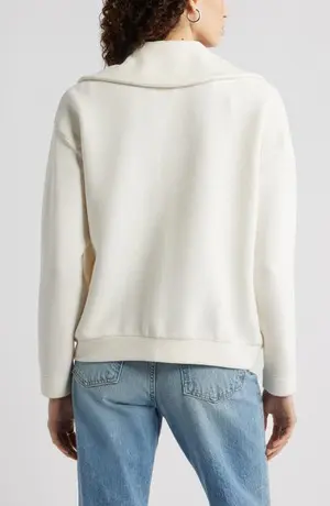 Caslon Ottoman Knit Bomber Jacket - White Hot