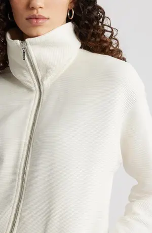 Caslon Ottoman Knit Bomber Jacket - White Hot