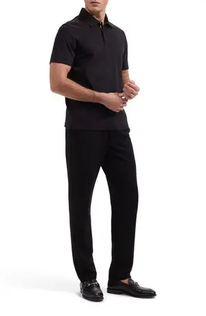 Bugatchi Three Button Performance Polo - Black