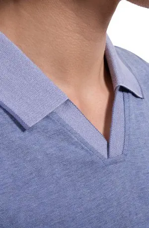 Bugatchi Tipped Johnny Collar Polo - Cobalt