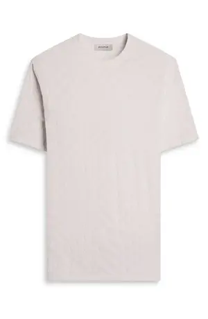 Bugatchi Crewneck Jacquard Checkerboard T-shirt - Ivory