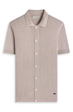 Bugatchi Short Sleeve Cotton Cardigan - Limestone