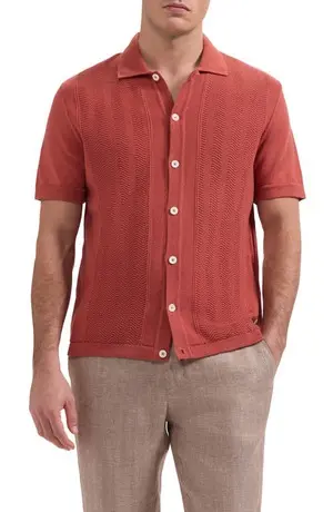 Bugatchi Short Sleeve Cotton Cardigan - Sienna