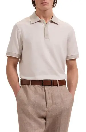 Bugatchi Jacquard Cotton Polo - Limestone
