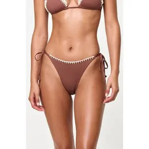 L*Space Samba Full Coverage Tie Side Bikini Bottoms - Cafe