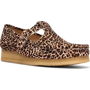 Clarks Wallabee Genuine Calf Hair T-bar Loafer - Leopard Print