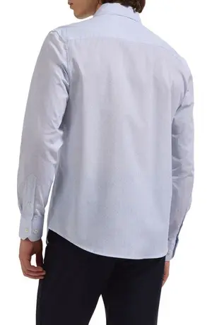Bugatchi Axel Shaped Fit Filigree Print Cotton Button-up Shirt - Ice